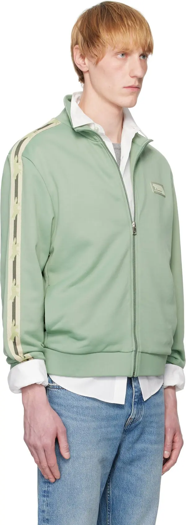 Maison Kitsuné Flash Fox Zipped Track Jacket In 0078 Vert-De-Gris
